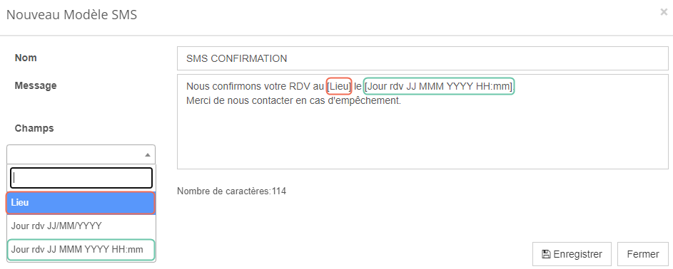 Personnaliser le SMS de confirmation de RDV – EASYDOCT